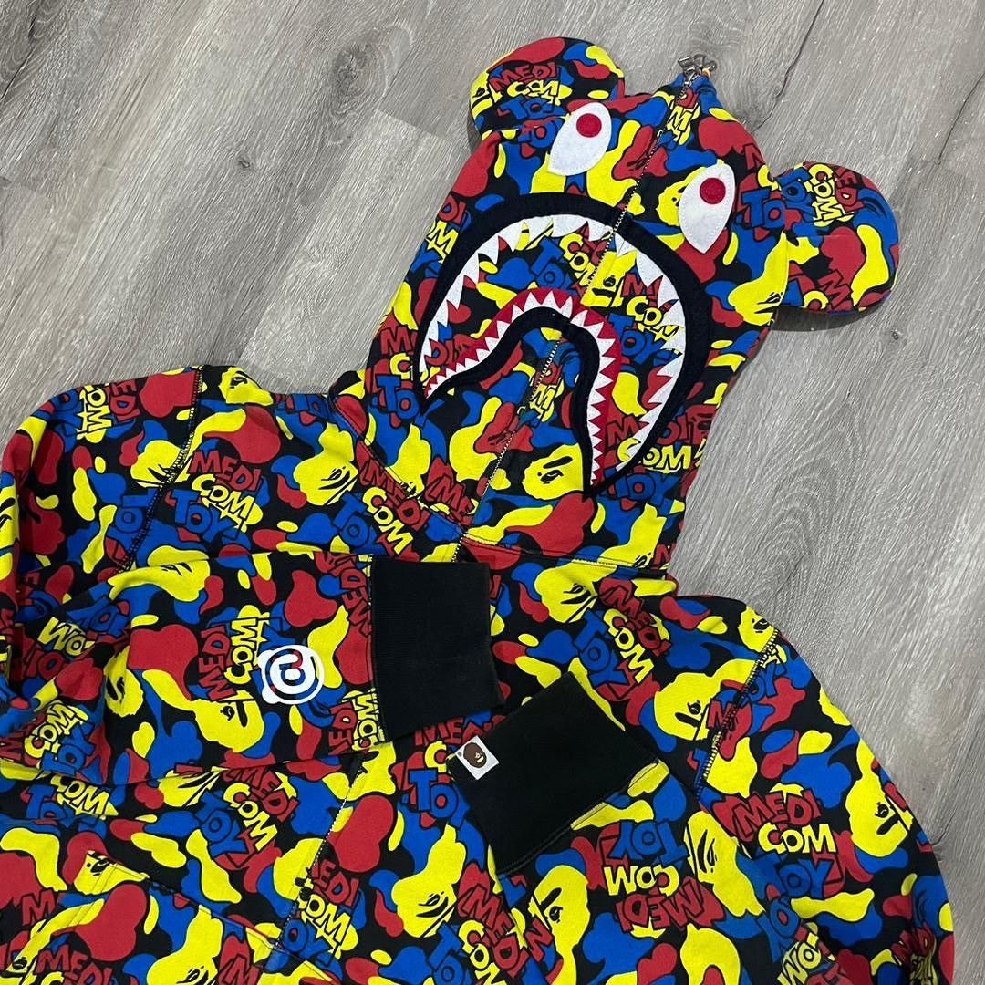 Bape Bape X Medicom Toy X Medicom Bear Shark Full Zip Hoodie | Grailed