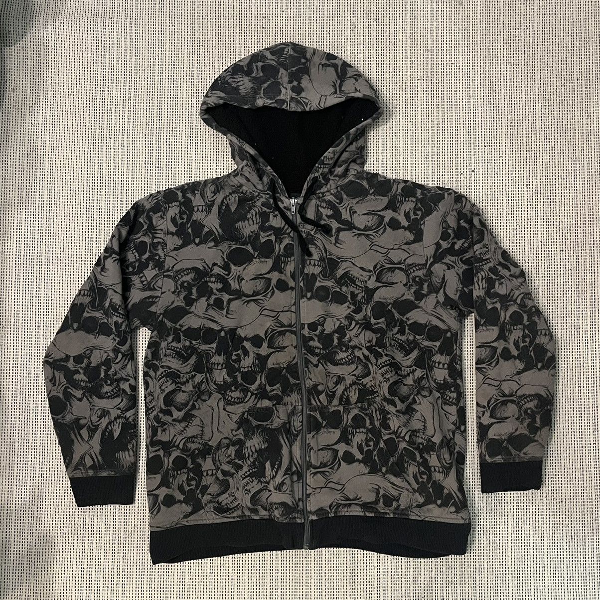 Vintage Skull print fleece lined zip up | Grailed