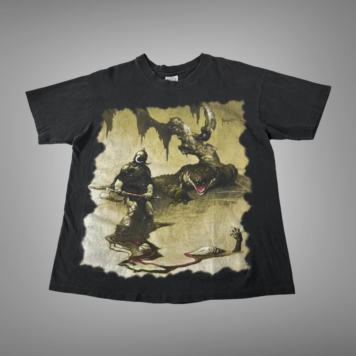 Vintage Vintage early 90s frank frazetta art T-shirt | Grailed