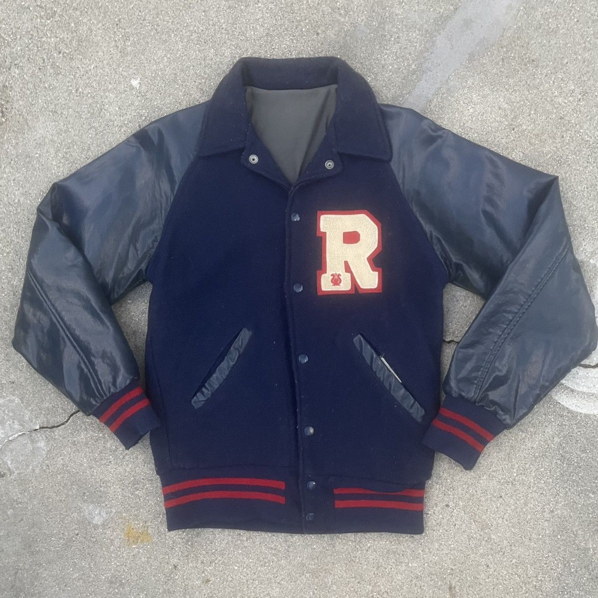 Bomber Jacket × Varsity Jacket × Vintage True Vintage 50s 60s Navy “R ...