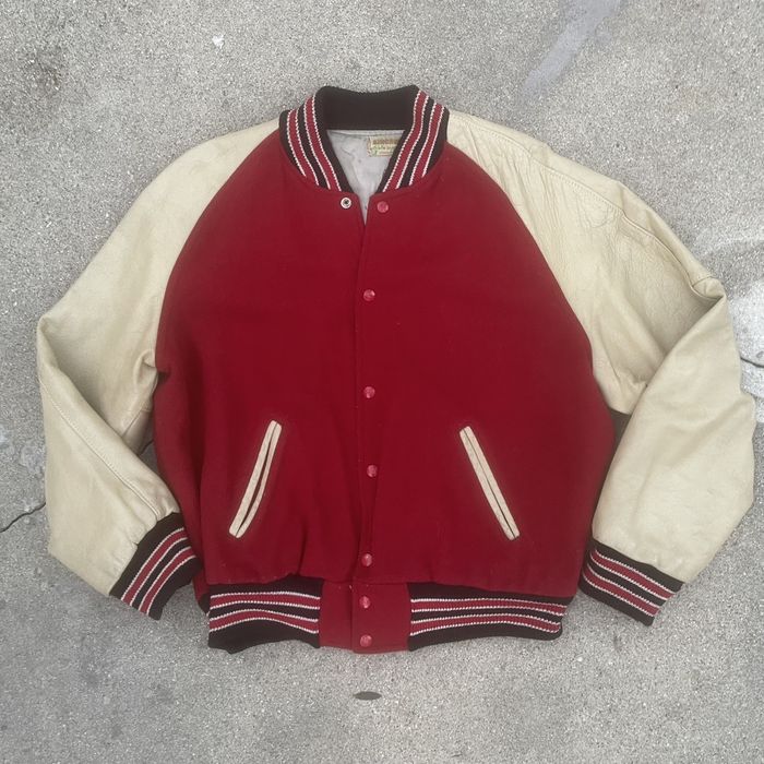 Vintage True Vintage 60s Red Varsity Letterman Jacket Satin Lined XL ...