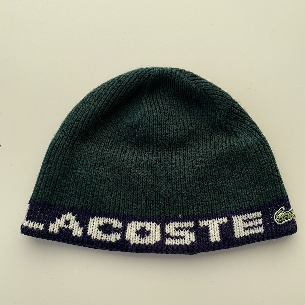 Lacoste × Streetwear × Vintage Vintage 90s Lacoste Big Logo Beanie Hat ...
