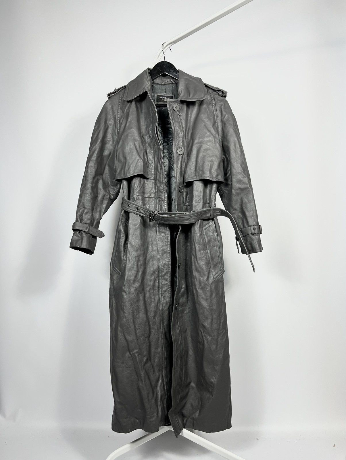 Vintage 90 vintage Lorraine Clare leather trench coat jacket | Grailed