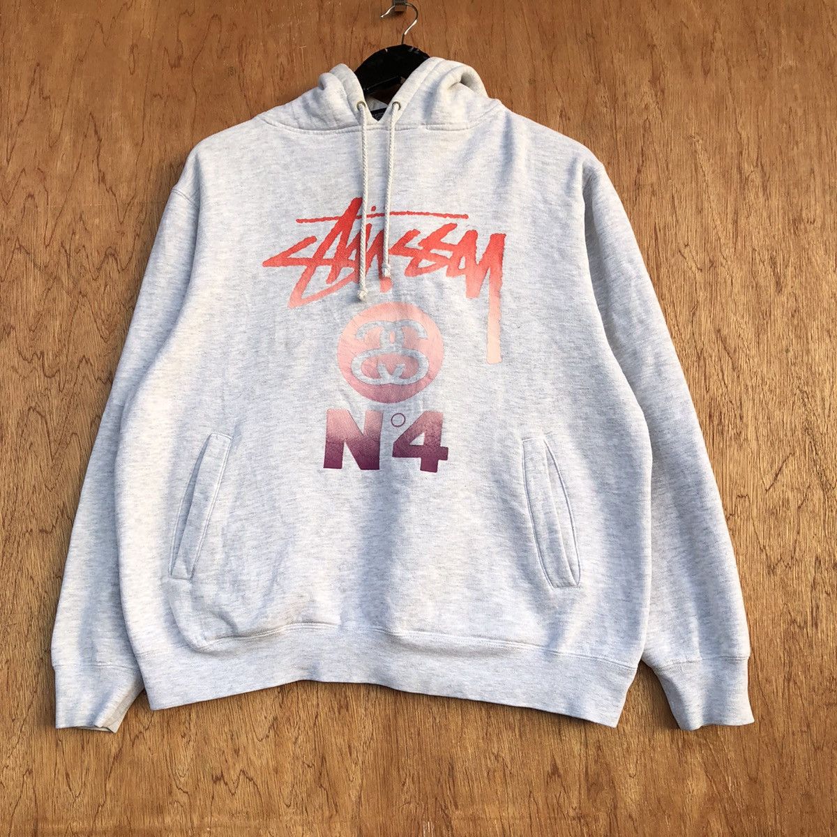 Streetwear × Stussy × Vintage Stussy N4 big logo baggy hoodie | Grailed