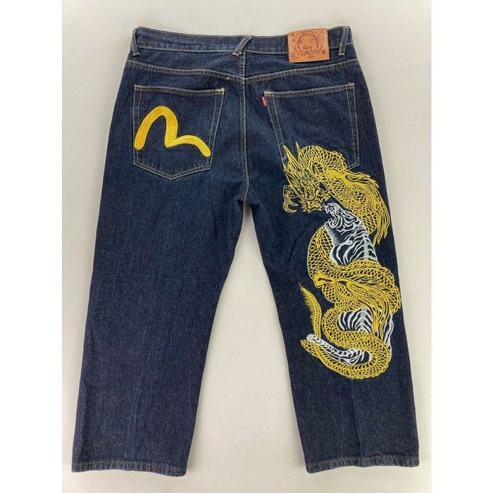 Evisu VTG Evisu Men's White Tiger Japanese Ryujin Dragon Embroidered Jeans • 38 x 27 | Grailed
