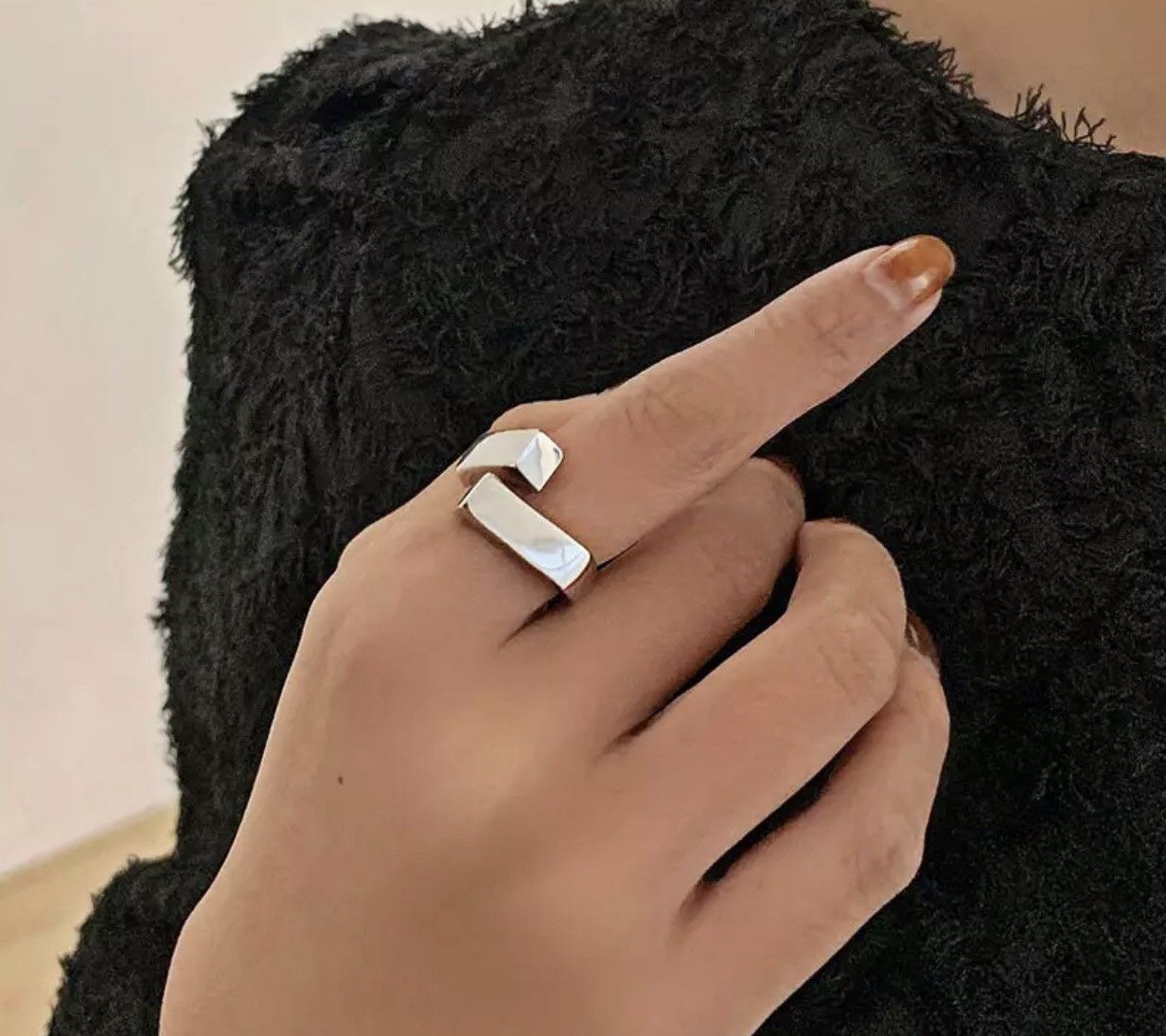 Vintage Bolt Block Ring Modern Thorns Goth Punk Rock Jewelry Chrome ...