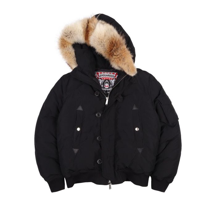 Dsquared2 DSQUARED Aviator Jacket Black Men's Down Puffer Bomber Size ...
