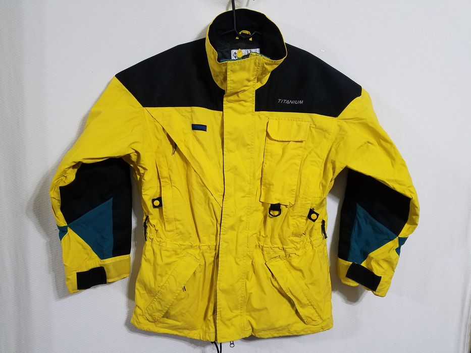 Columbia Columbia Mens Large TITANIUM Heavy Jacket Coat Yellow Black ...