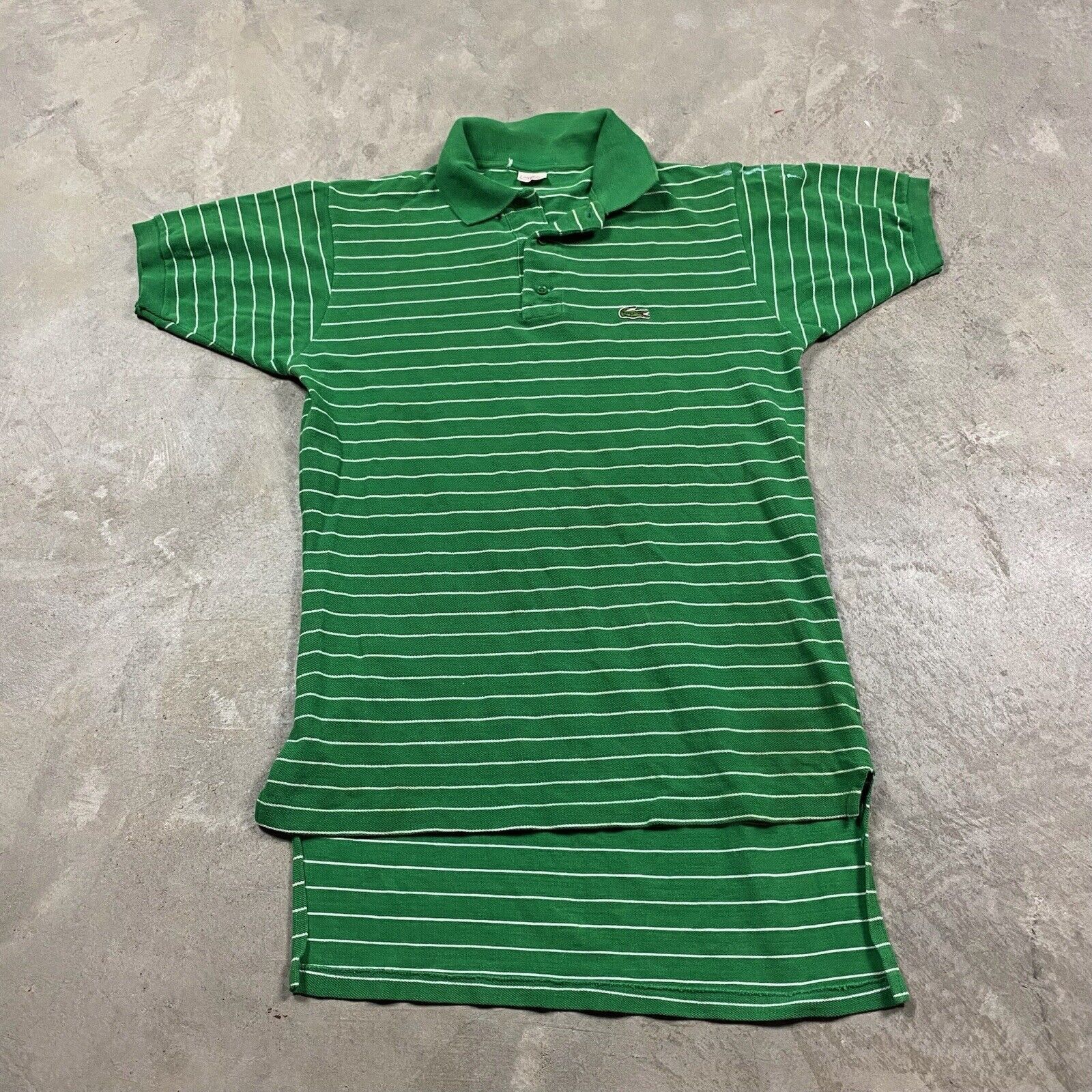 Lacoste 80s VTG LACOSTE ALLIGATOR Striped Polo Shirt S Patron White ...