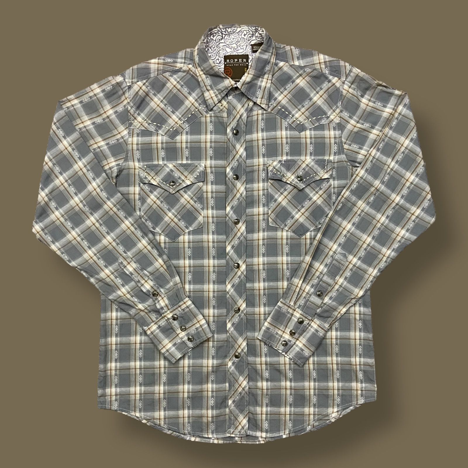 Vintage Roper Western Shirt Pearl Snap Plaid Long Sleeve Button Down ...