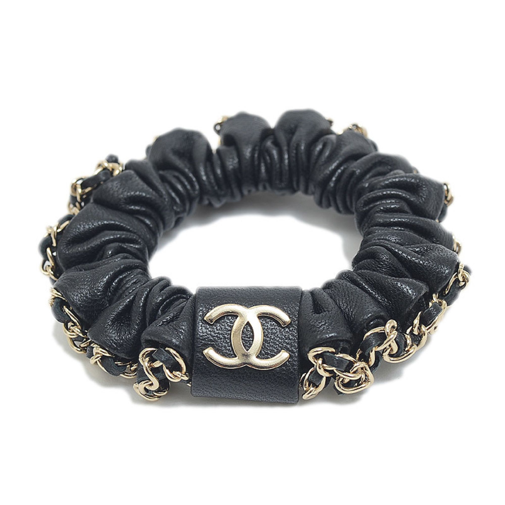 Chanel Chanel Scrunchie Hair Rubber Cocomark Leather Black | Grailed