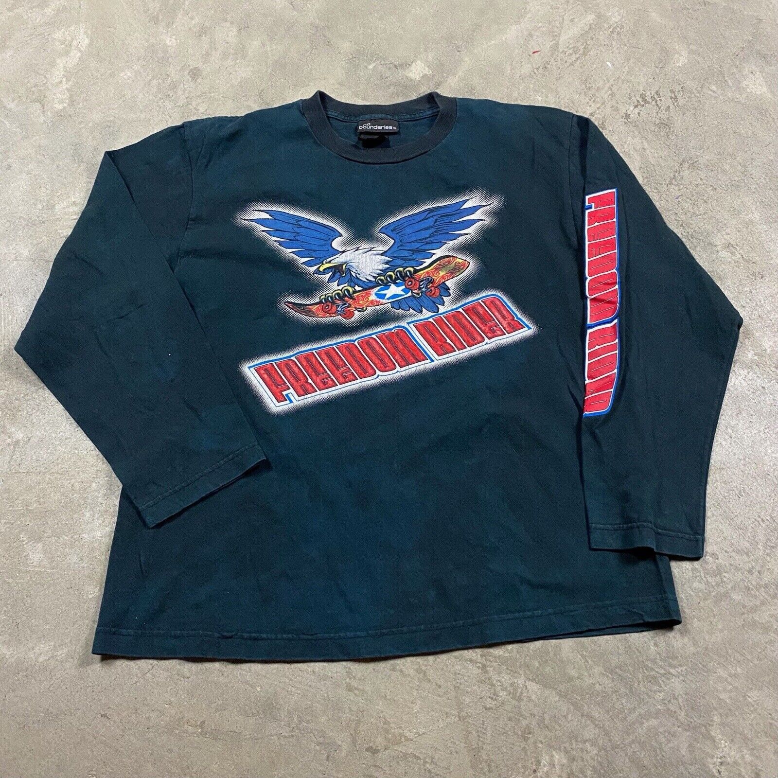 Vintage Y2K VTG NO BOUNDARIES NOBO Skateboarding Eagle T Shirt Freedom ...