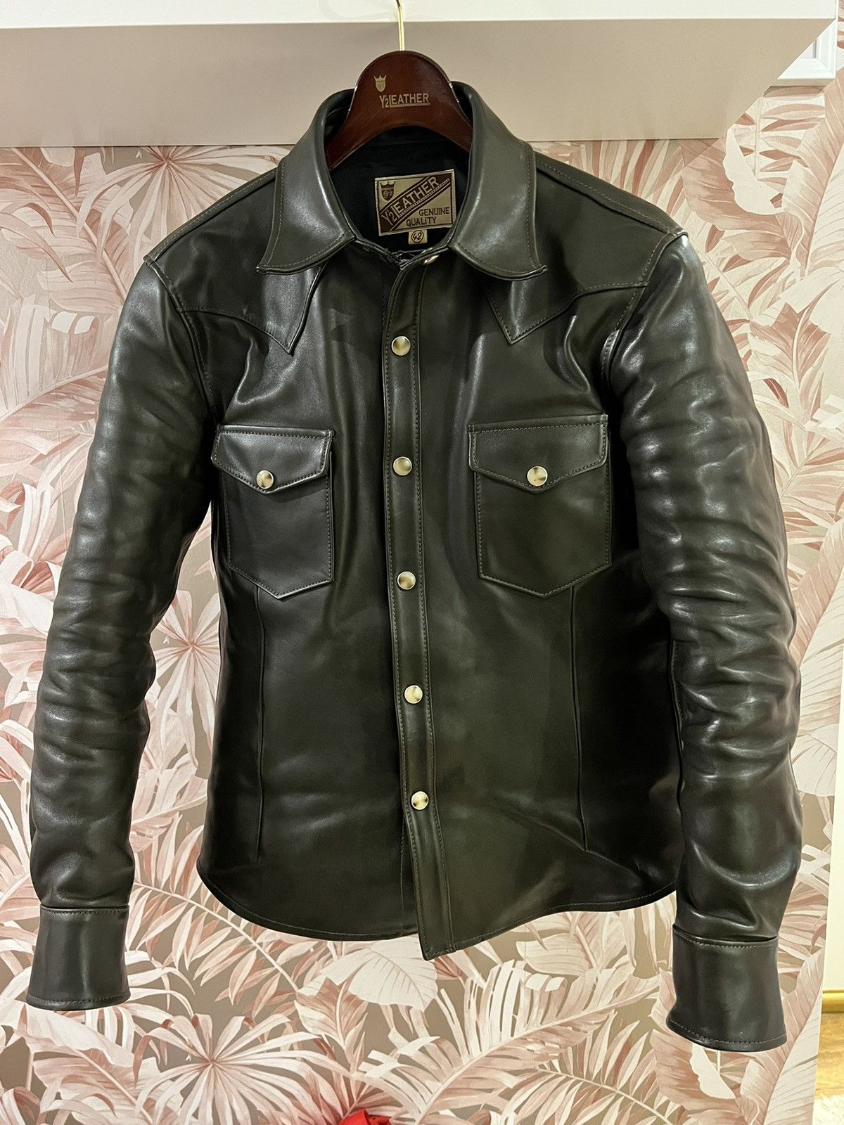 Y'2 Leather Y'2 LEATHER X THE SHOP OLIVE ECO HORSE HIDE WESTERN SHIRT ...