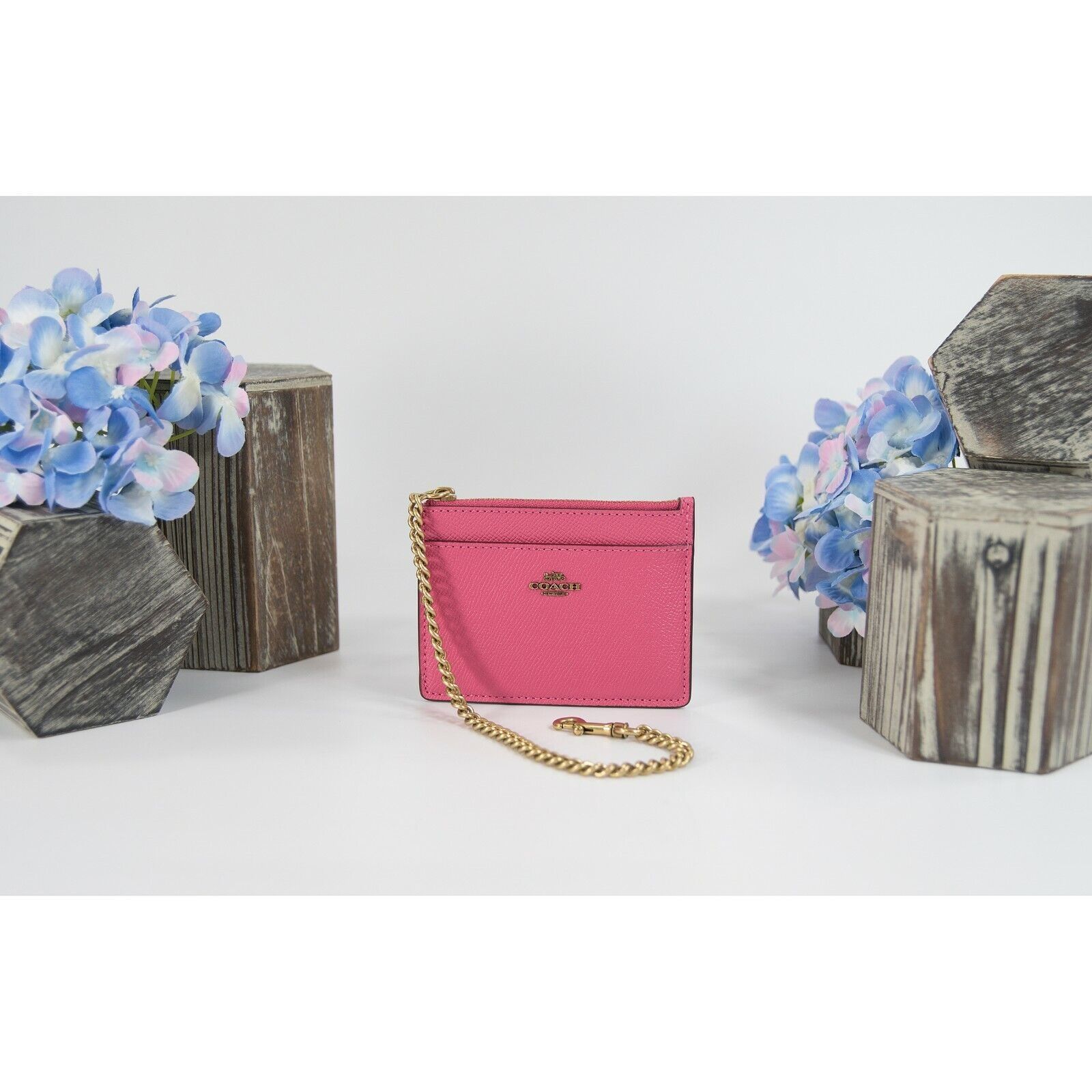 Coach Coach Crossgrain Confetti Pink Chain Card Case Skinny ID | Grailed
