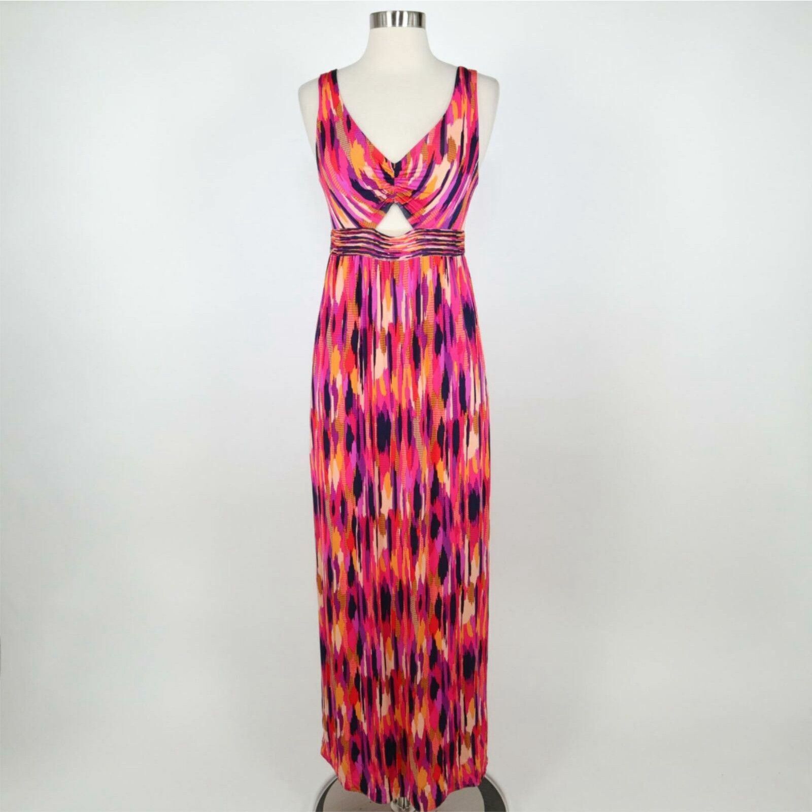 Trina Turk Trina Turk Maxi Dress Margery 2 Ikat Pink Purple Sleeveless