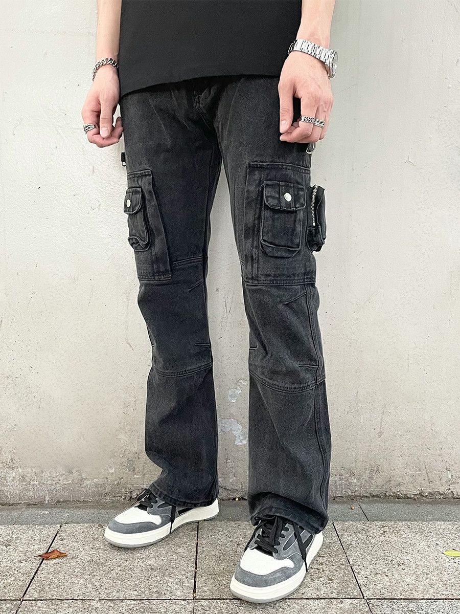 Sportswear utility distressed fade military flare tactical cargo pants ...