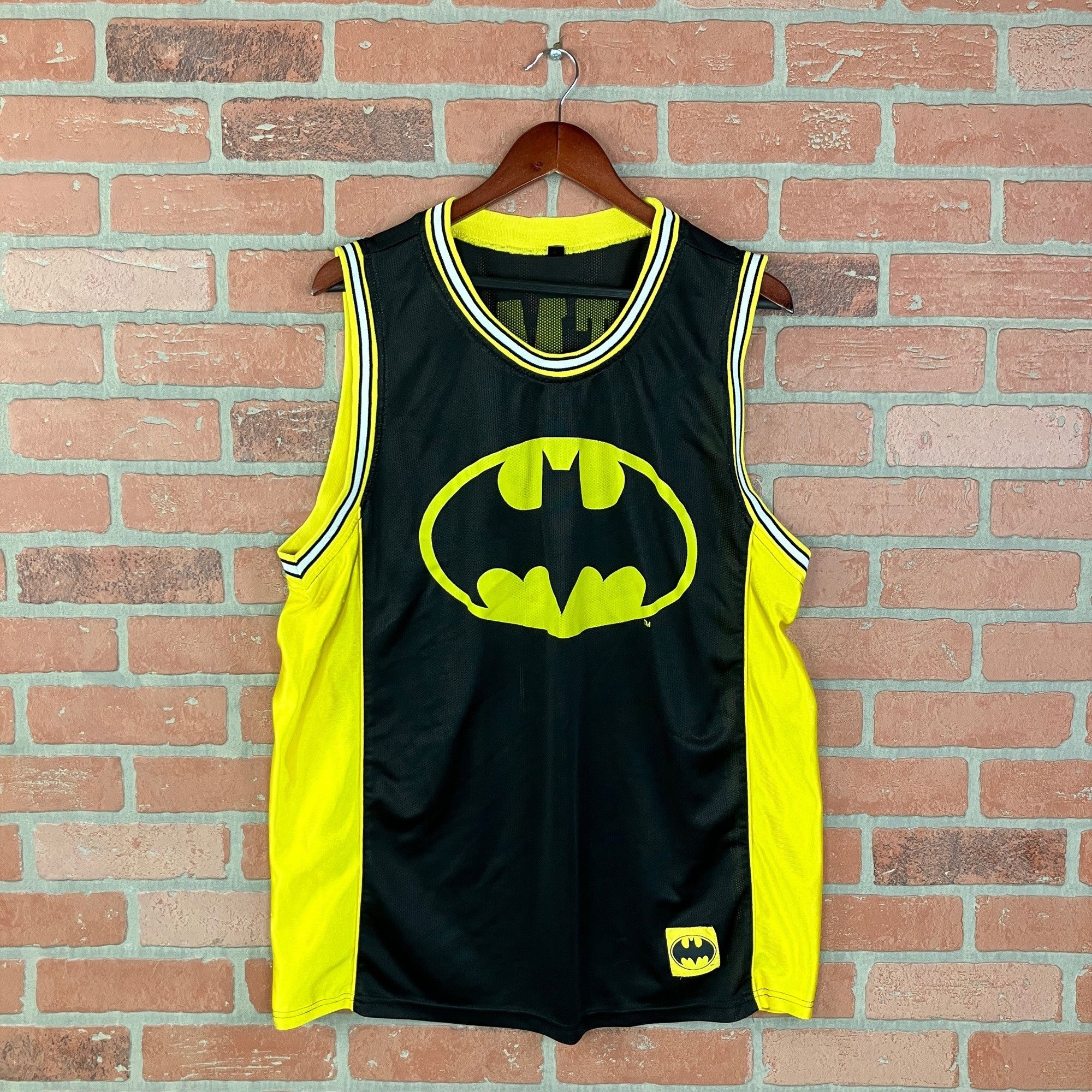 DC Comics VTG BATMAN Mens Black Yellow Logo #1 Basketball Jersey Large ...