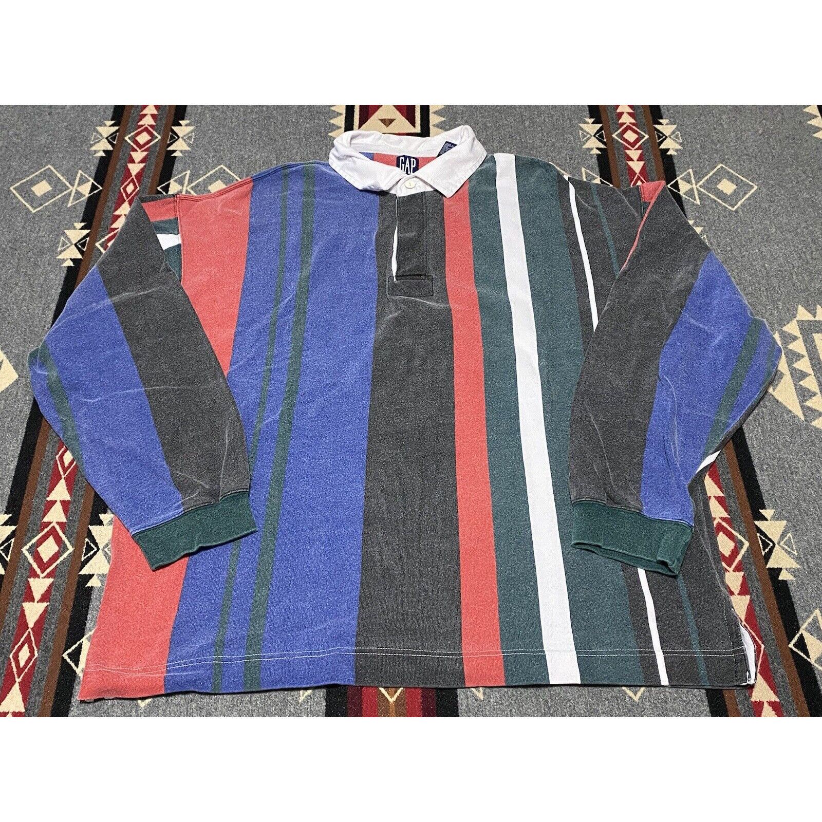 Gap Vintage Gap Rugby Polo Shirt Long Sleeve Thick Striped Sz 80s 90s ...