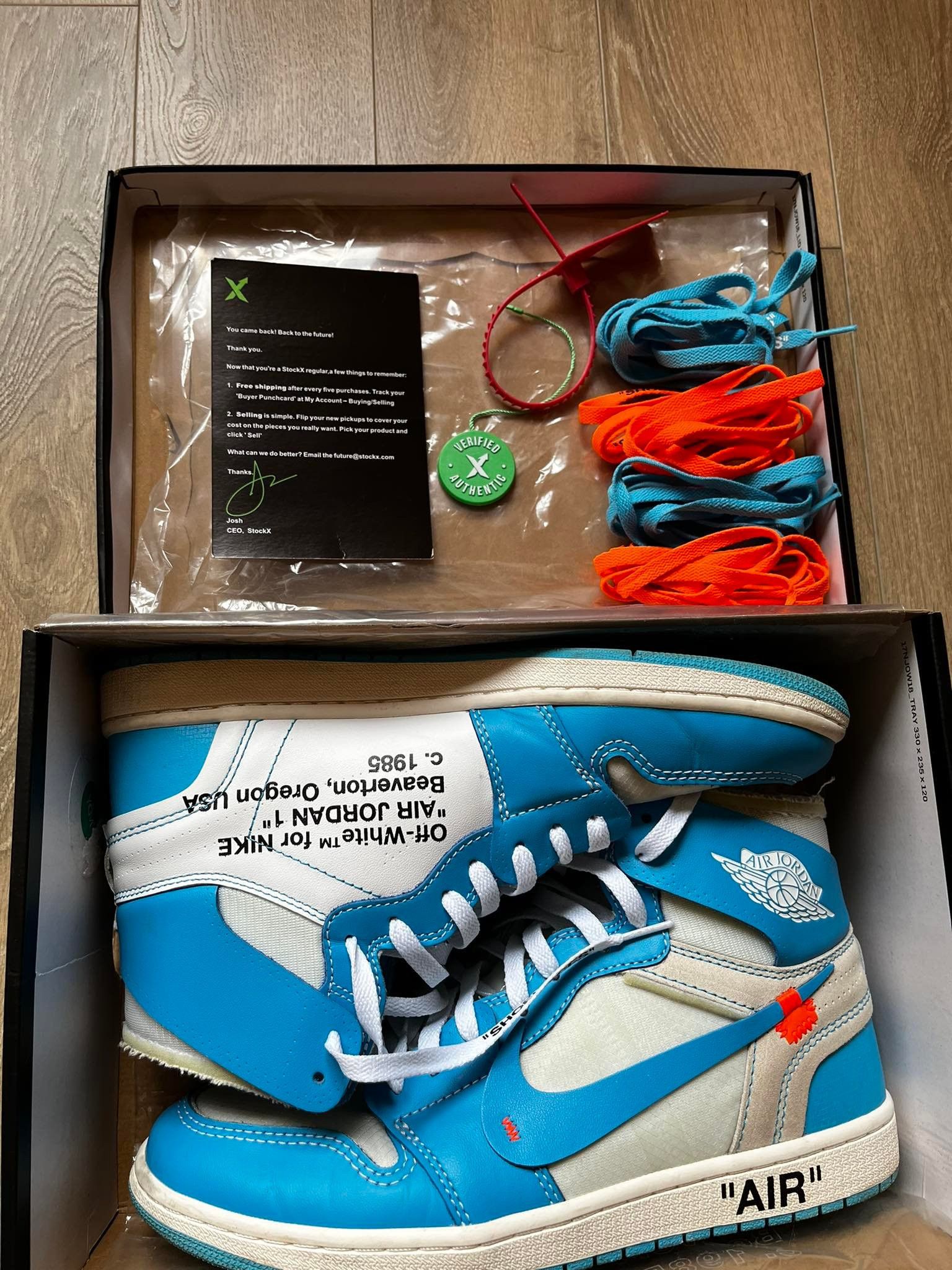 Jordan Brand Nike Air Jordan 1 x Off White, University Blue , Chicago ...