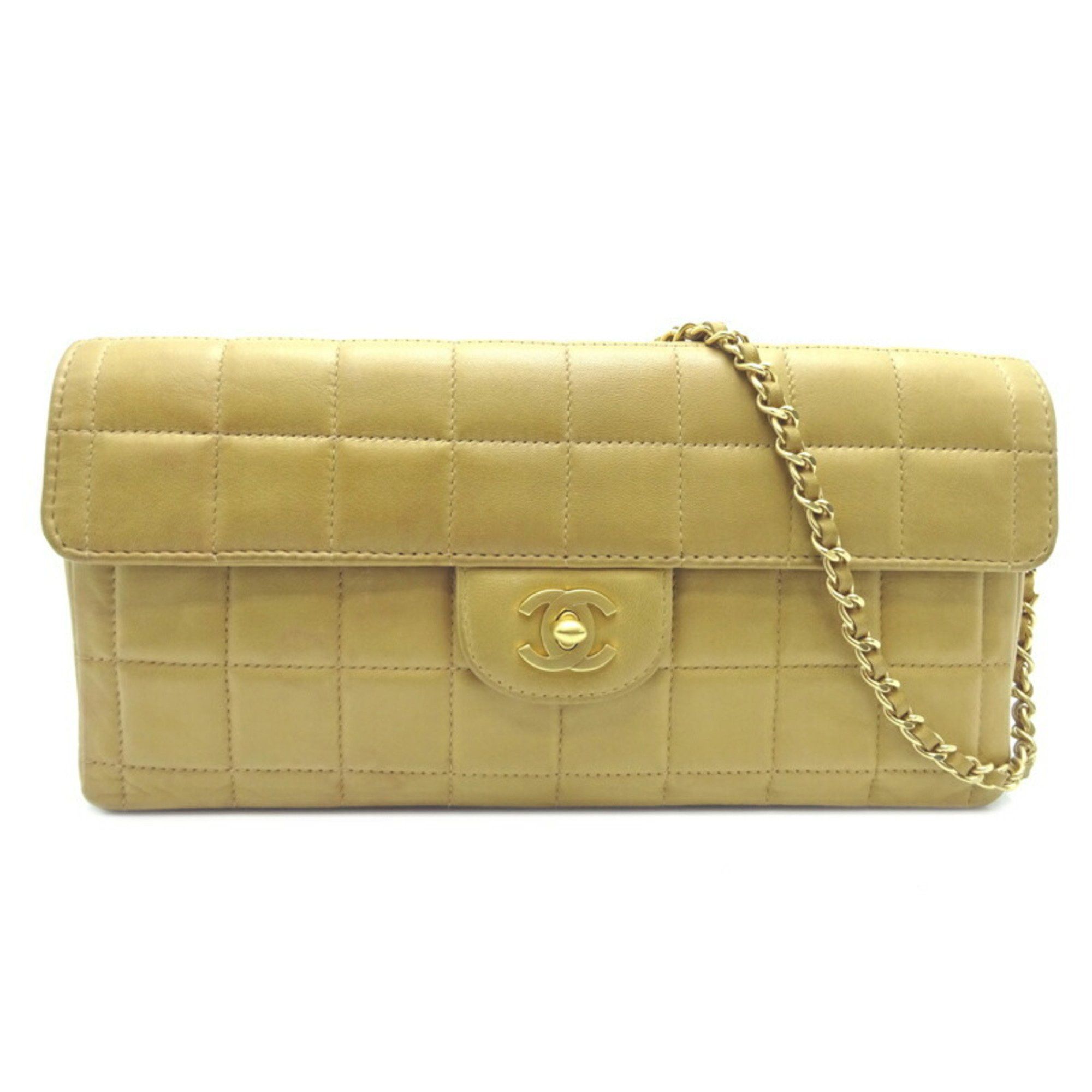 Chanel Chanel Chocolate Bar Chain Women's Shoulder Bag Lambskin Beige ...