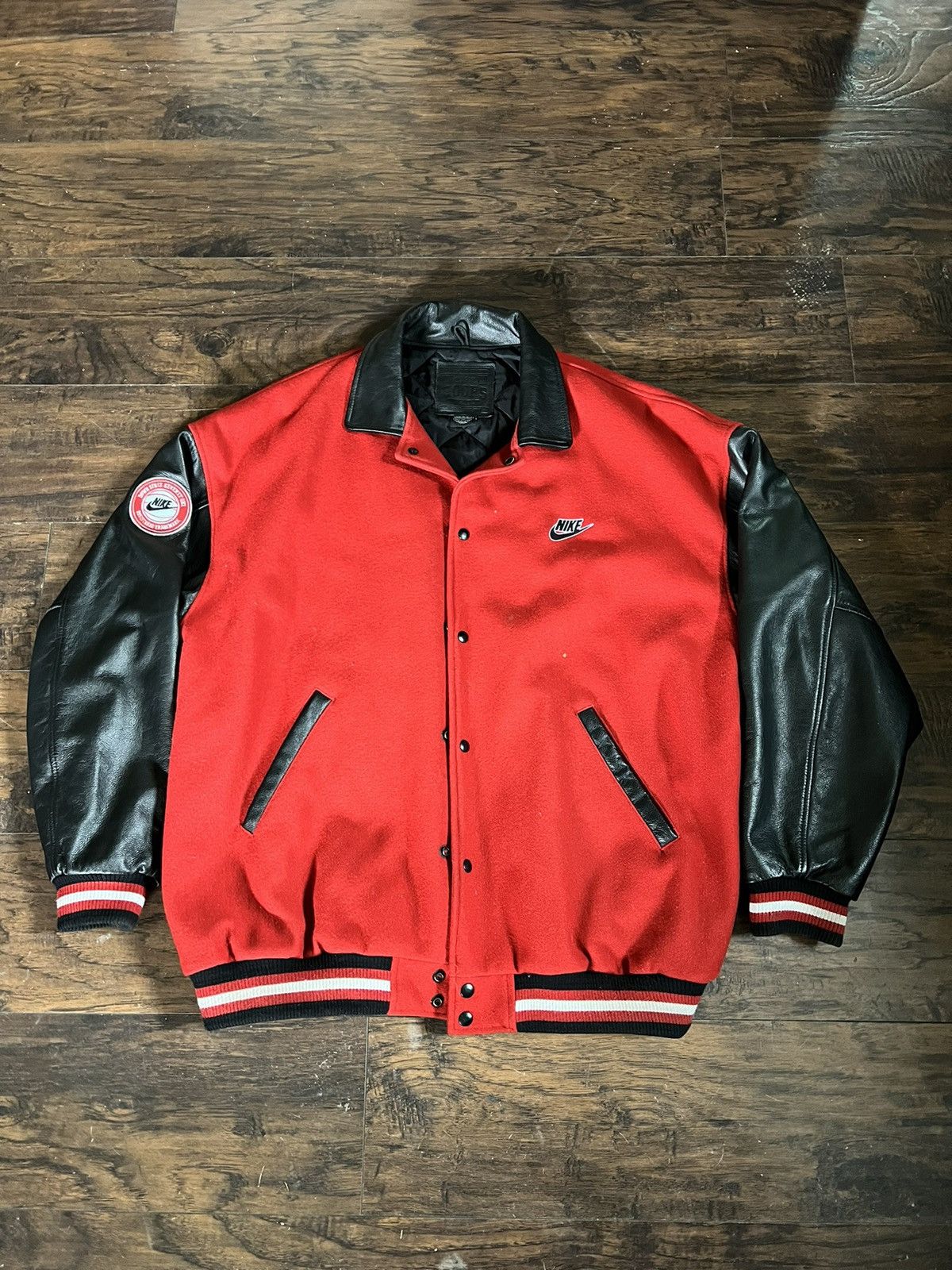 Nike 1990s Nike Varsity Jacket Vintage Leather Letterman jacket | Grailed