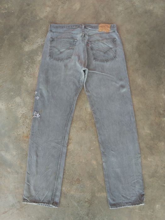 Vintage 90s Vintage Levi's 501 Grey Made In USA Distressed Denim | Grailed