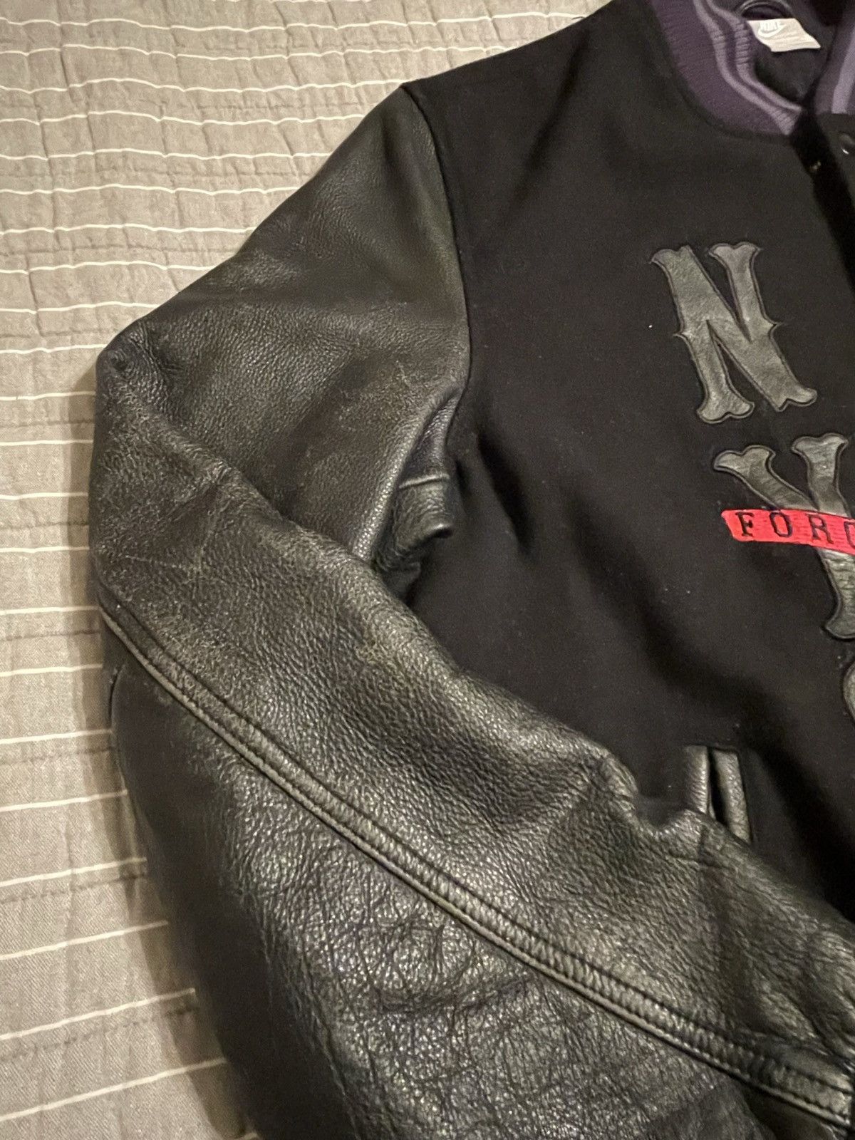 Nike Nike Infamous Force NYC Leather Varsity jacket XL | Grailed