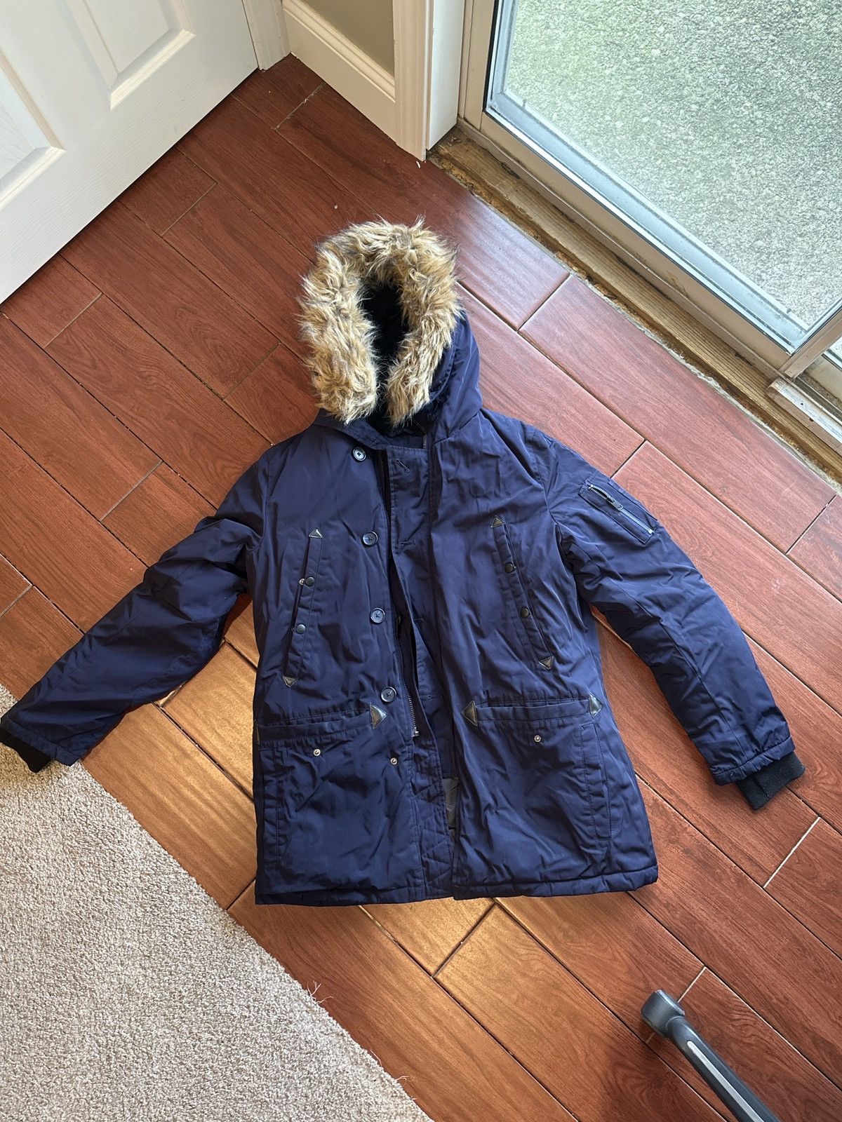 Express Navy Blue Express Parka w/ Faux Fur | Grailed