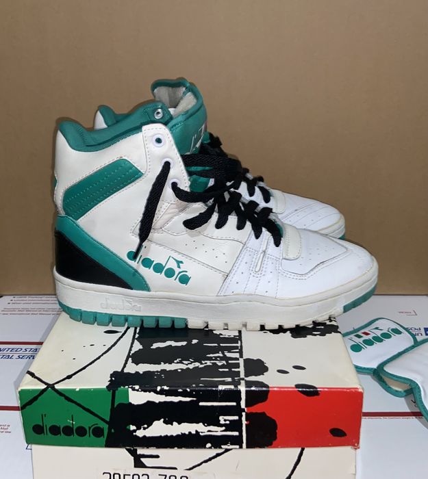 Vintage vtg Diadora Rebound Leather Hi Top basketball sneakers shoes ...