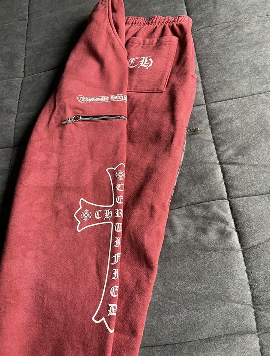 Chrome Hearts Chrome Hearts X Drake Friends And Family Red Sweatpants ...