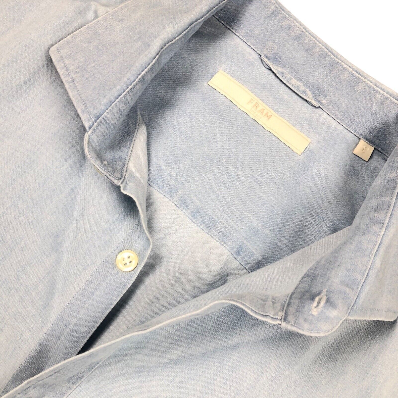Frame FRAM Men’s 100% Cotton L/S Chambray Button Down Shirt Light Blue ...