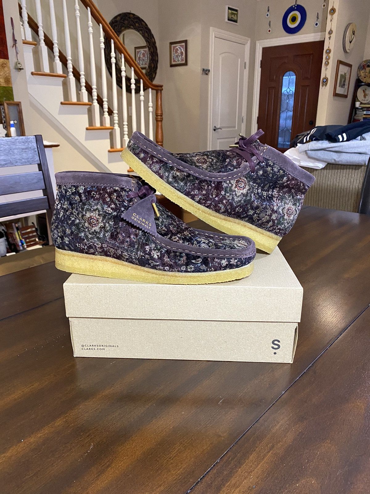Clarks Clark Wallabee Burgundy Velvet Carpet | Grailed