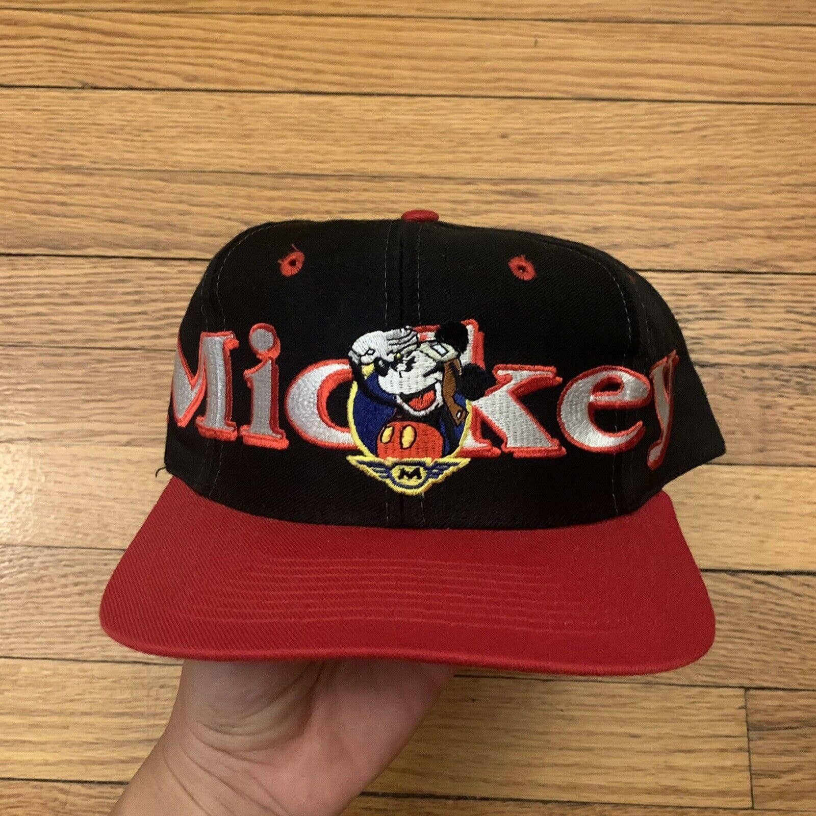 Disney × Vintage Vintage 90s Disney Mickey Mouse Snapback Hat Black Red ...