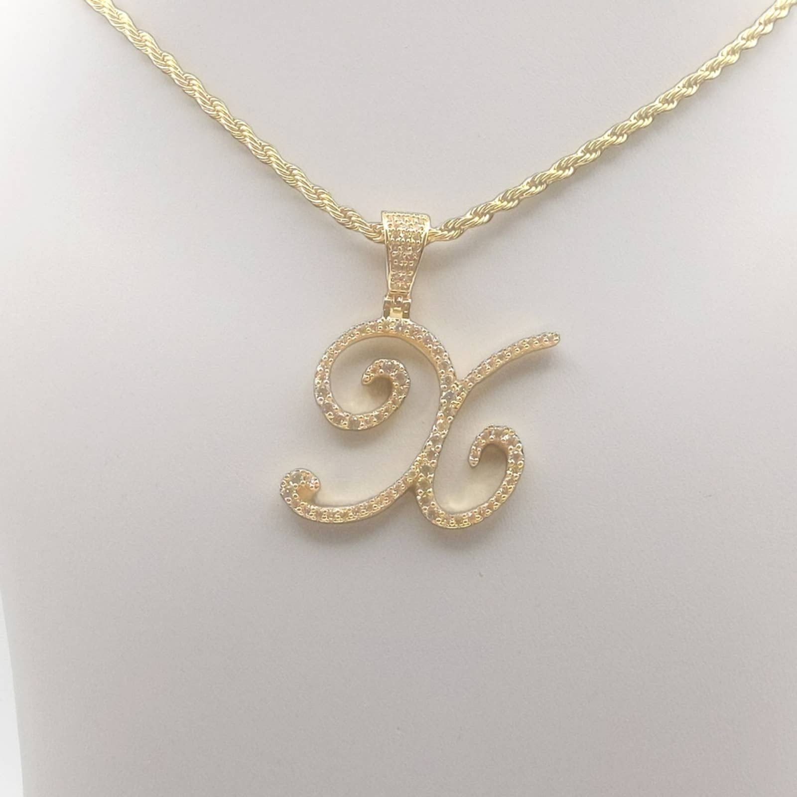 Custom 18"Rope Chain - Gold Finish Cursive X. | Grailed