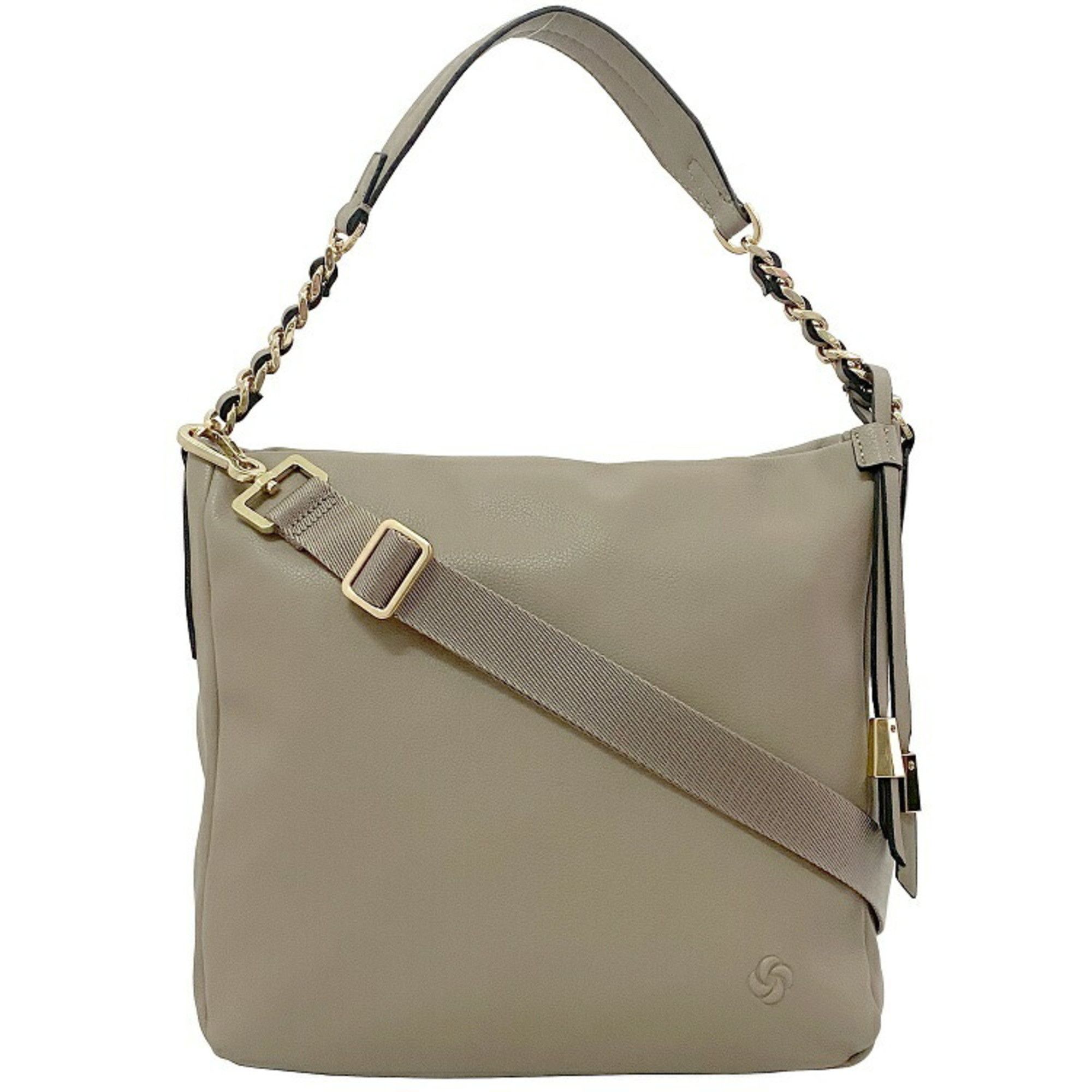 Samsonite Samsonite bag beige gray leather shoulder tote ladies chain ...