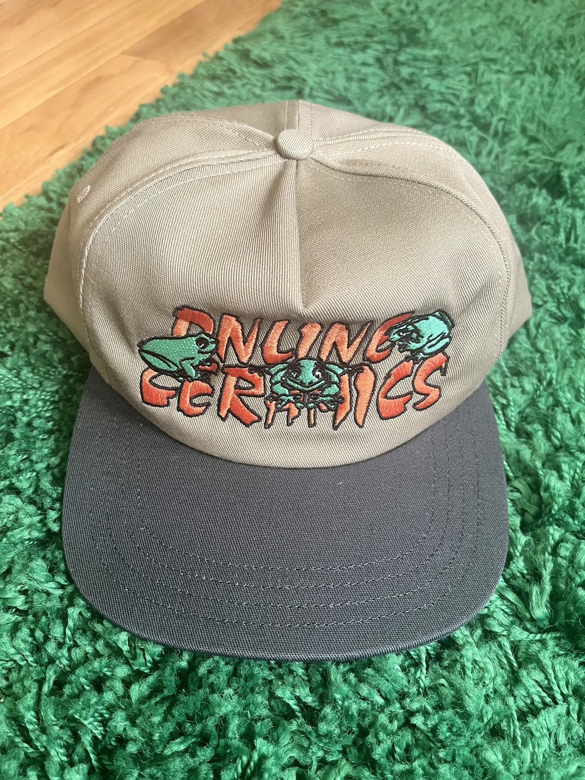 Online Ceramics ONLINE CERAMICS FROG FRIENDS EMBROIDERED TAN HAT SOLD ...