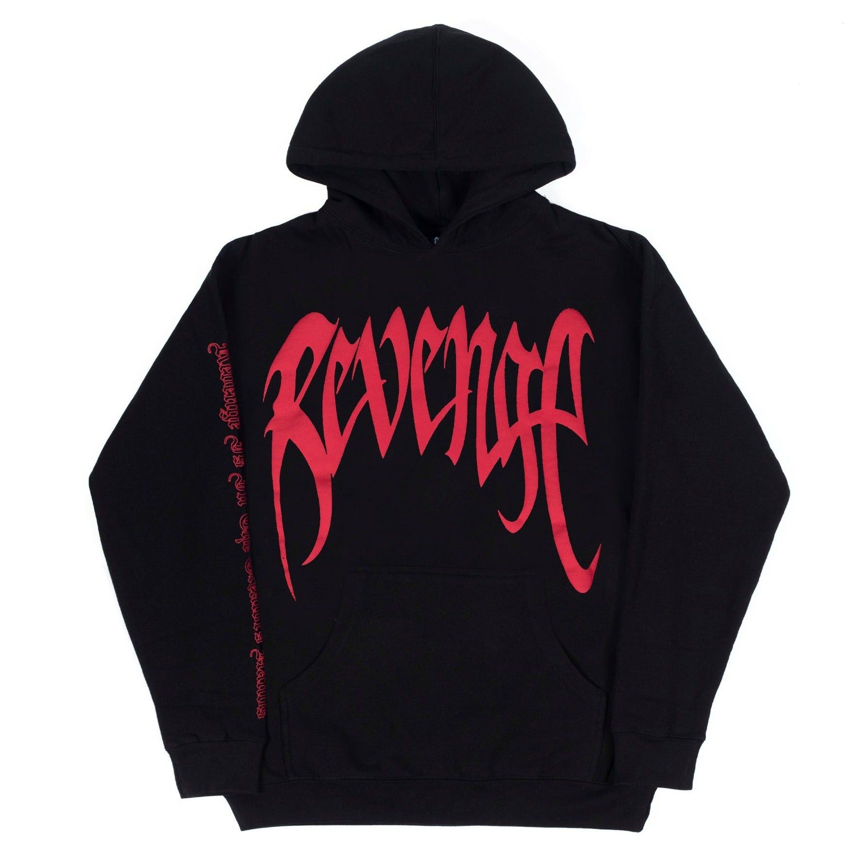 Revenge Revenge Black and Red Arch Logo Hoodie (M) | Grailed