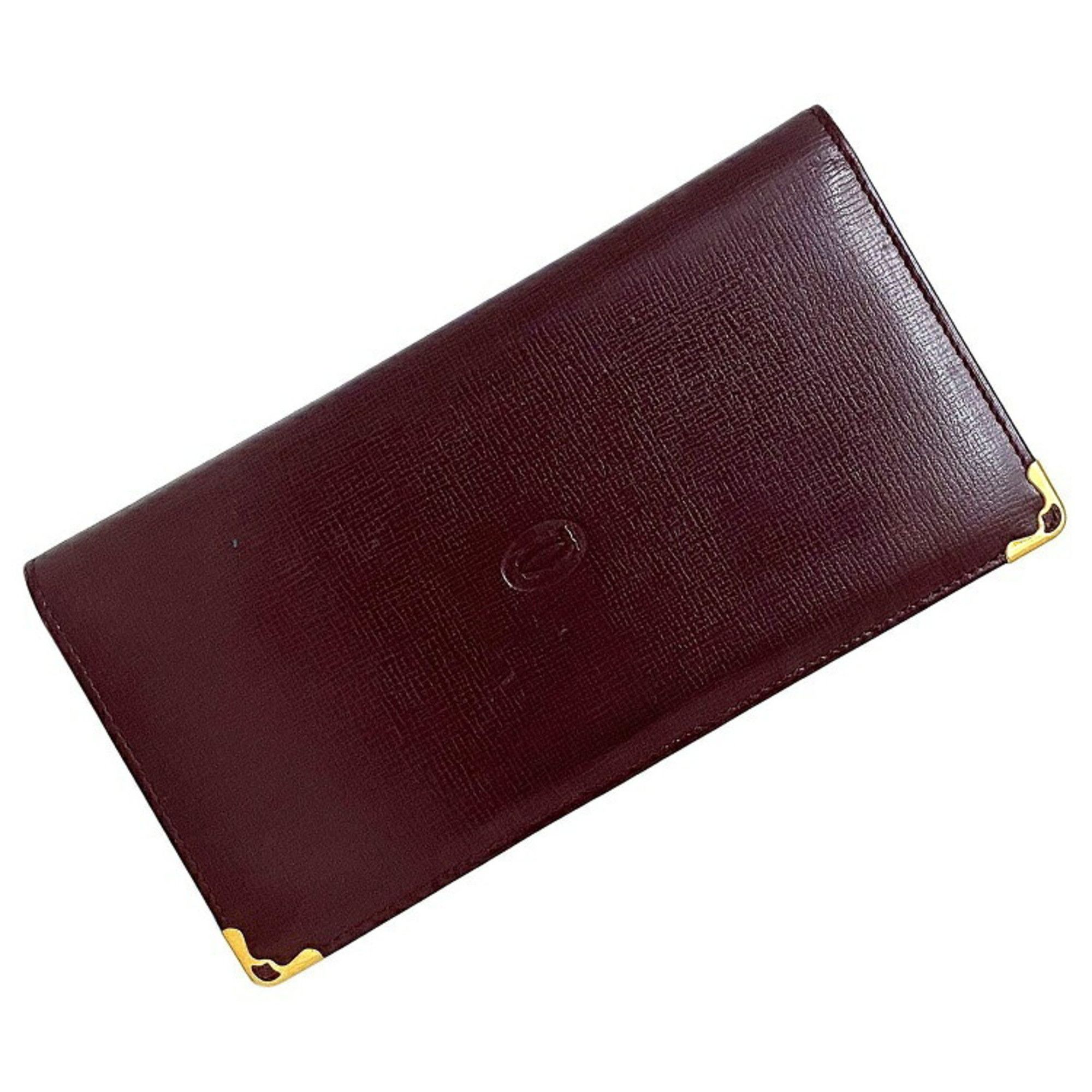 Cartier Cartier Bifold Long Wallet Bordeaux Leather Unisex | Grailed