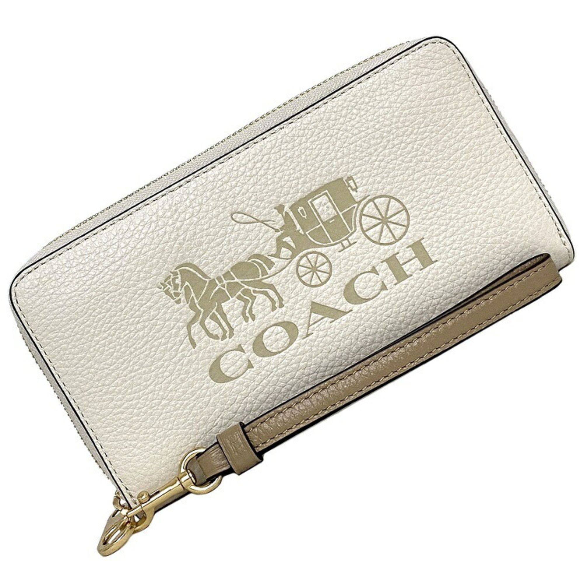 Coach Coach Round Long Wallet Ivory White Beige Horse and Carriage ...