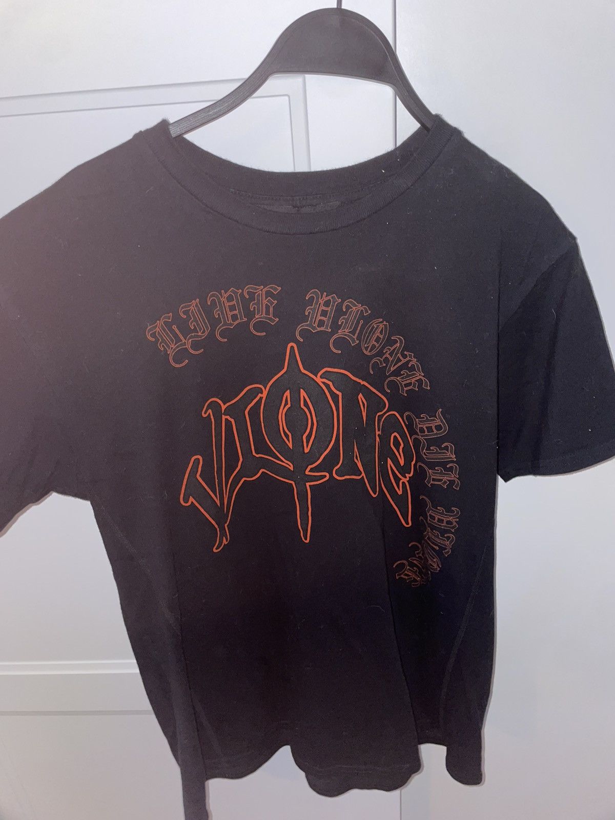 Vlone Vlone LIVE VLONE DIE VLONE (front gothic font tee) | Grailed