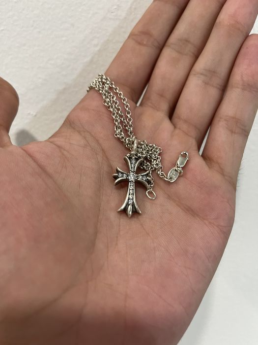 Chrome Hearts Chrome hearts Diamond tiny cross w/ roll chain | Grailed