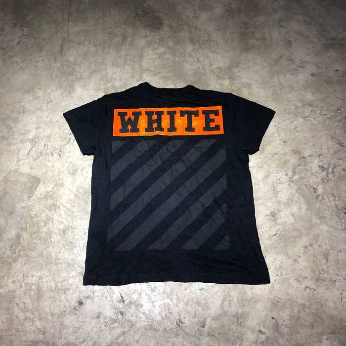 Off-White Off-White orange Box Logo velvet Diagonal Tee | Grailed