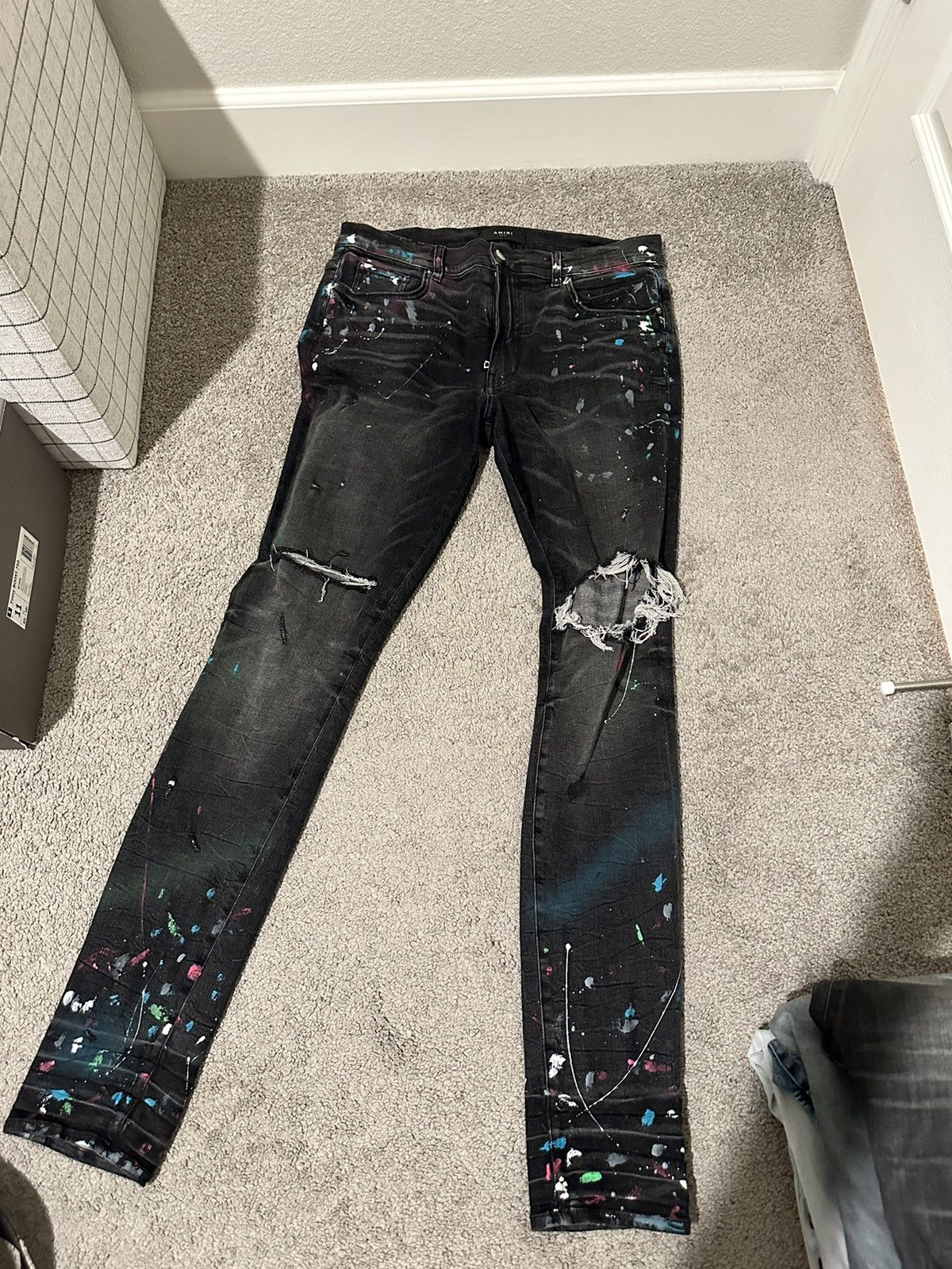 Amiri Amiri paint splatter jeans | Grailed