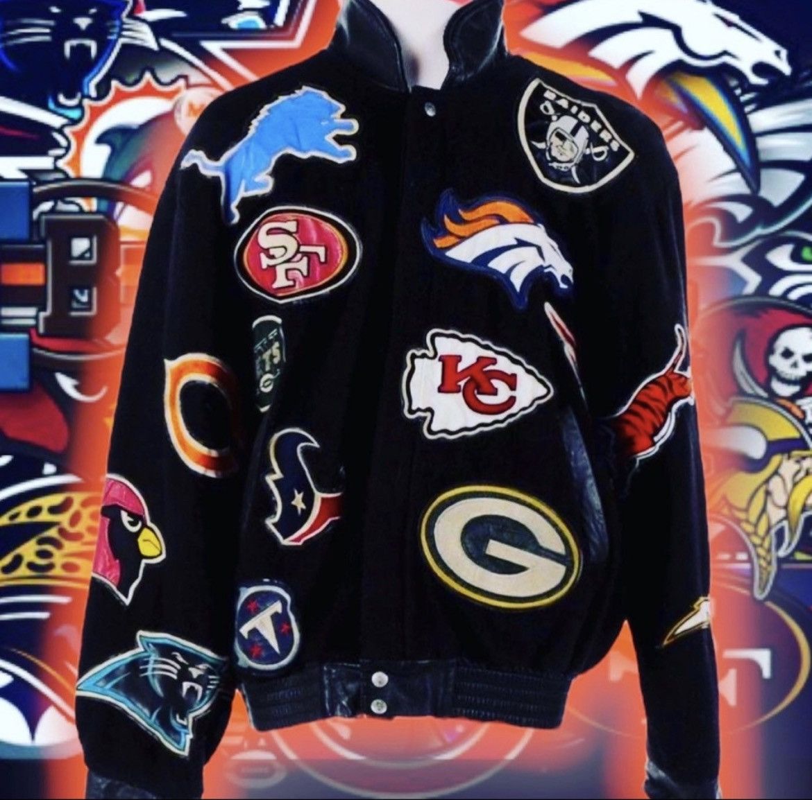 Vintage 💎ViNTaGe💎 JEFF HAMILTON NFL 🏈 PaTCHWoRK JaCKeT🧥 | Grailed
