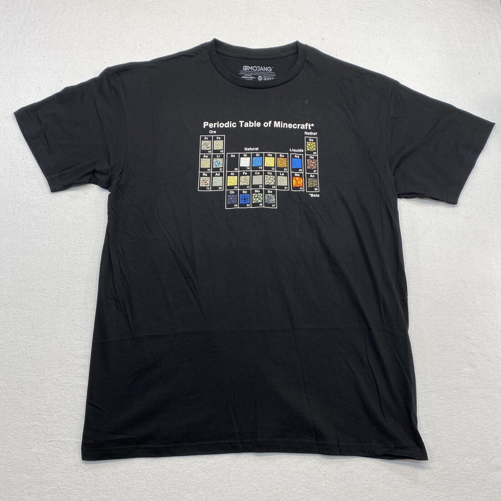 Element Minecraft Periodic Table Of Elements Mens T-Shirt Size Adult ...