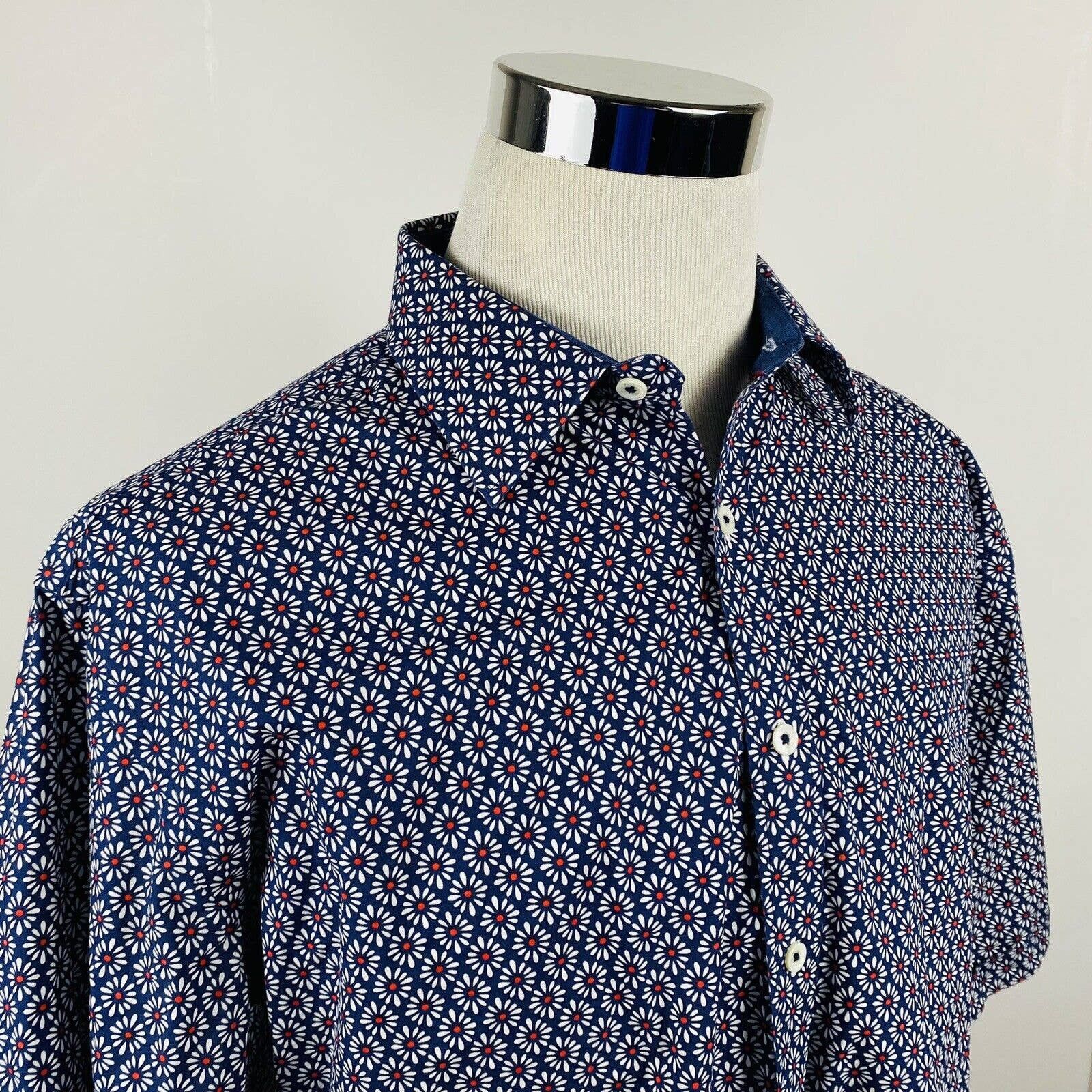 BUGATCHI Bugatchi XL Classic Fit Shirt Red White Blue Floral Print ...