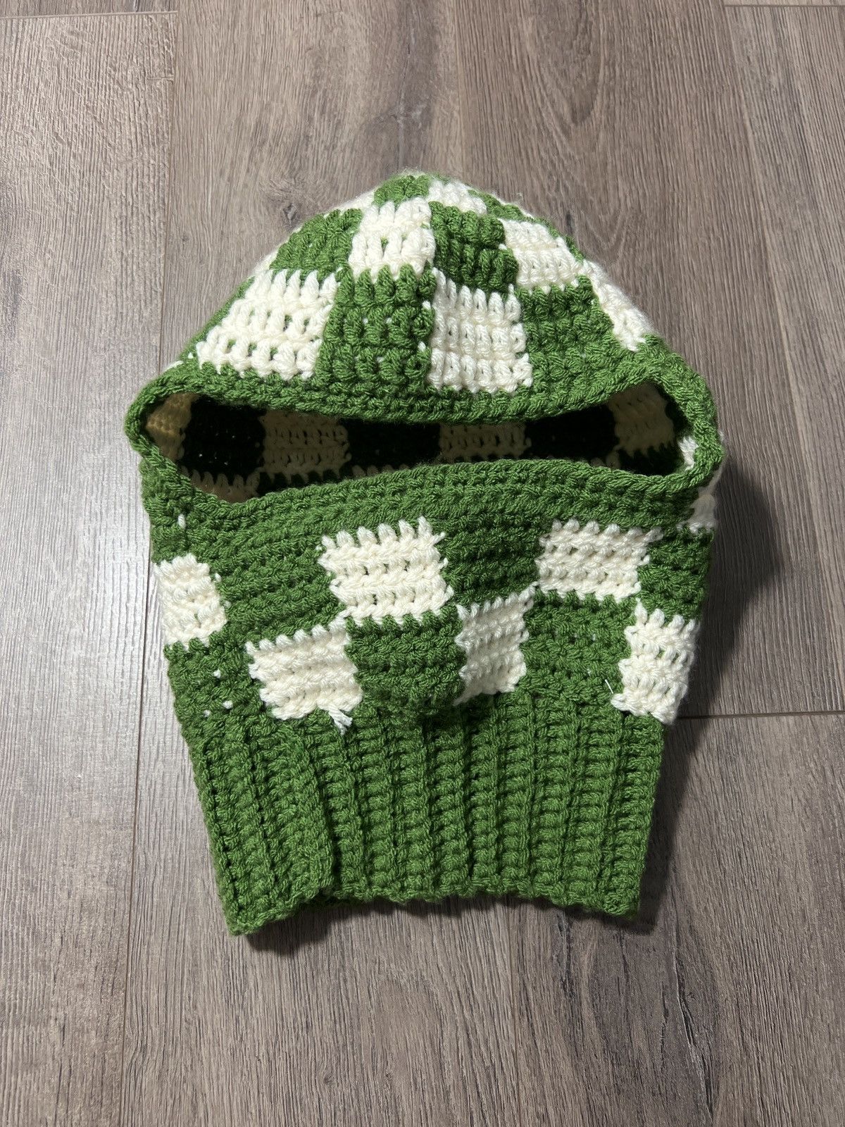 Custom Green/White Checkered Custom Knit Wool Balaclava | Grailed