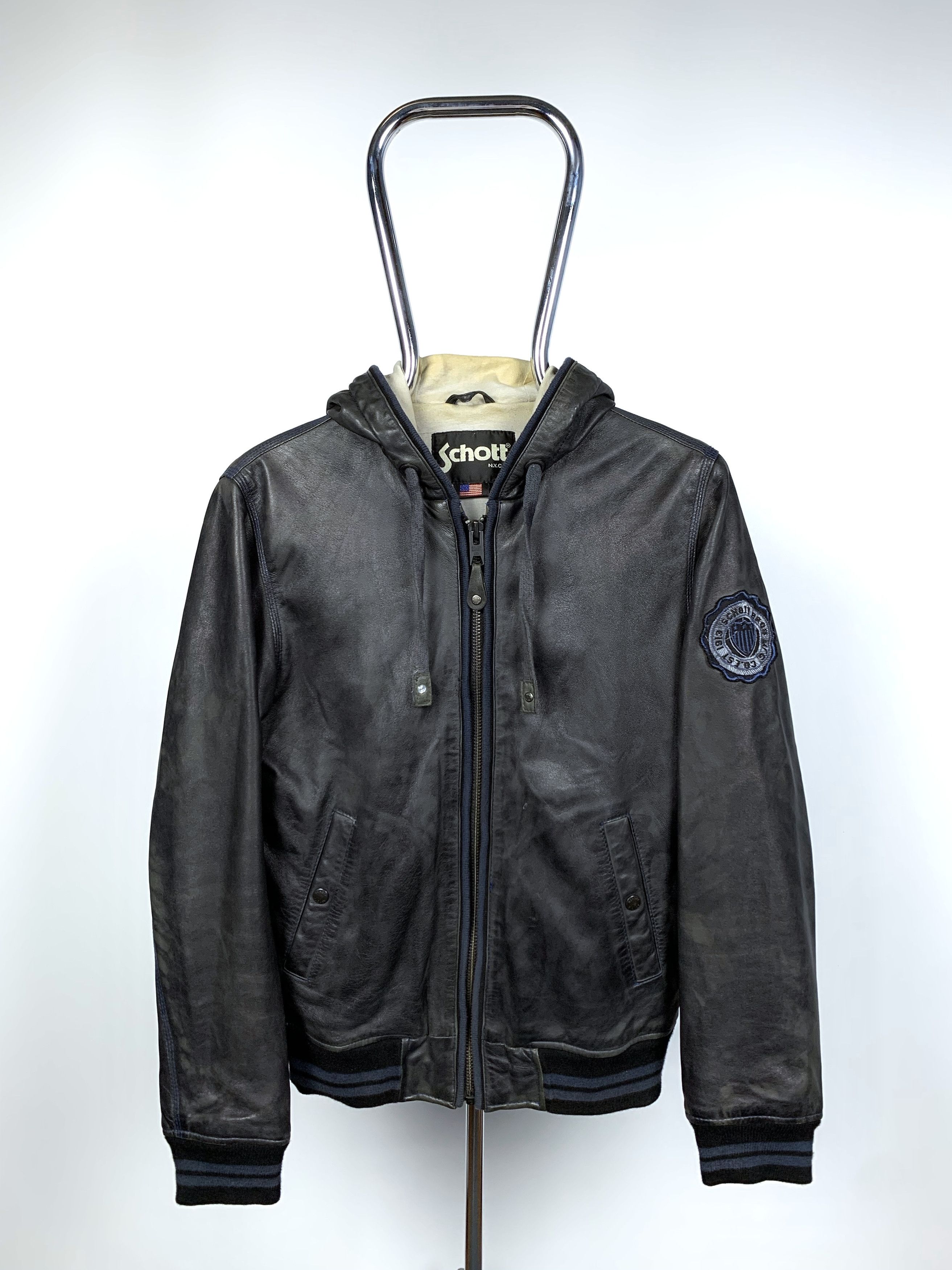 Schott Schott Real Leather American Hooded Jacket,Bomber,RP350£ | Grailed