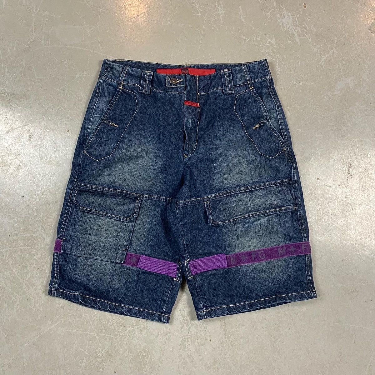 Marithe Francois Girbaud 90s Girbaud Purple Strap 6 Pocket Denim Shorts ...