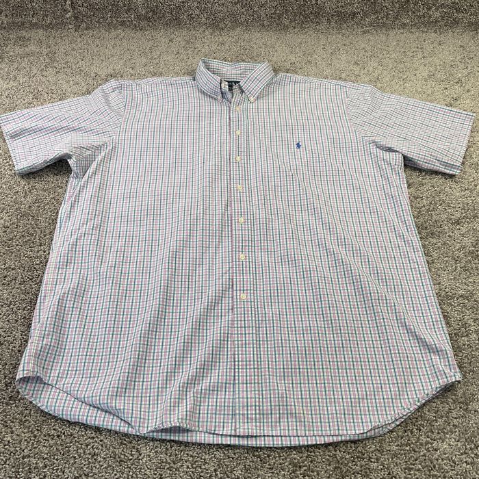 Ralph Lauren Ralph Lauren Polo Shirt Adult 2XLT Tall Pink White Pony Plaid Button Up Mens | Grailed
